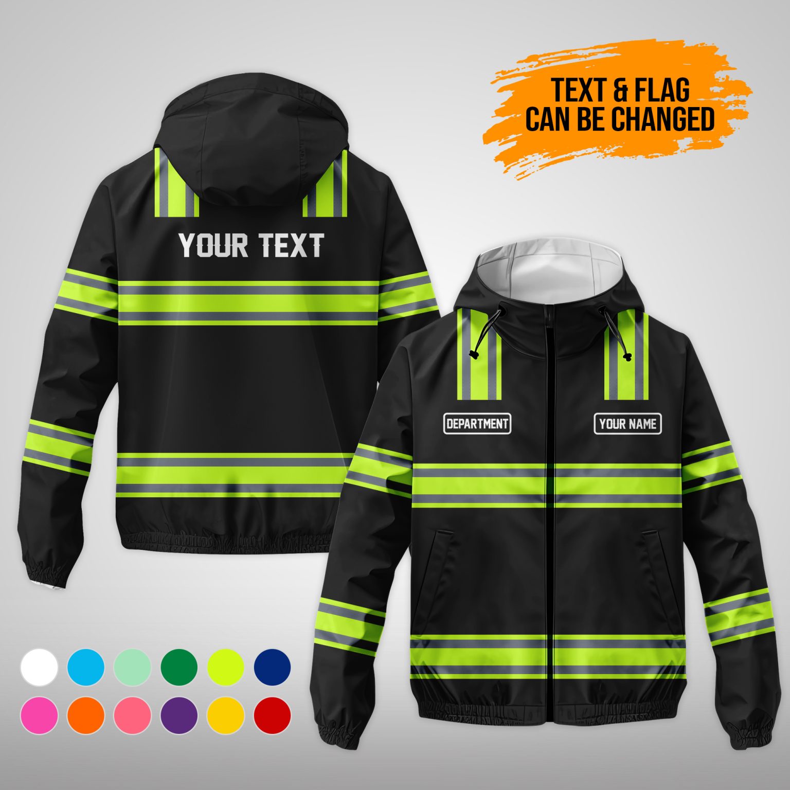 Personalized Name And Color Heavy Equipment 3D Printed Windbreaker ...