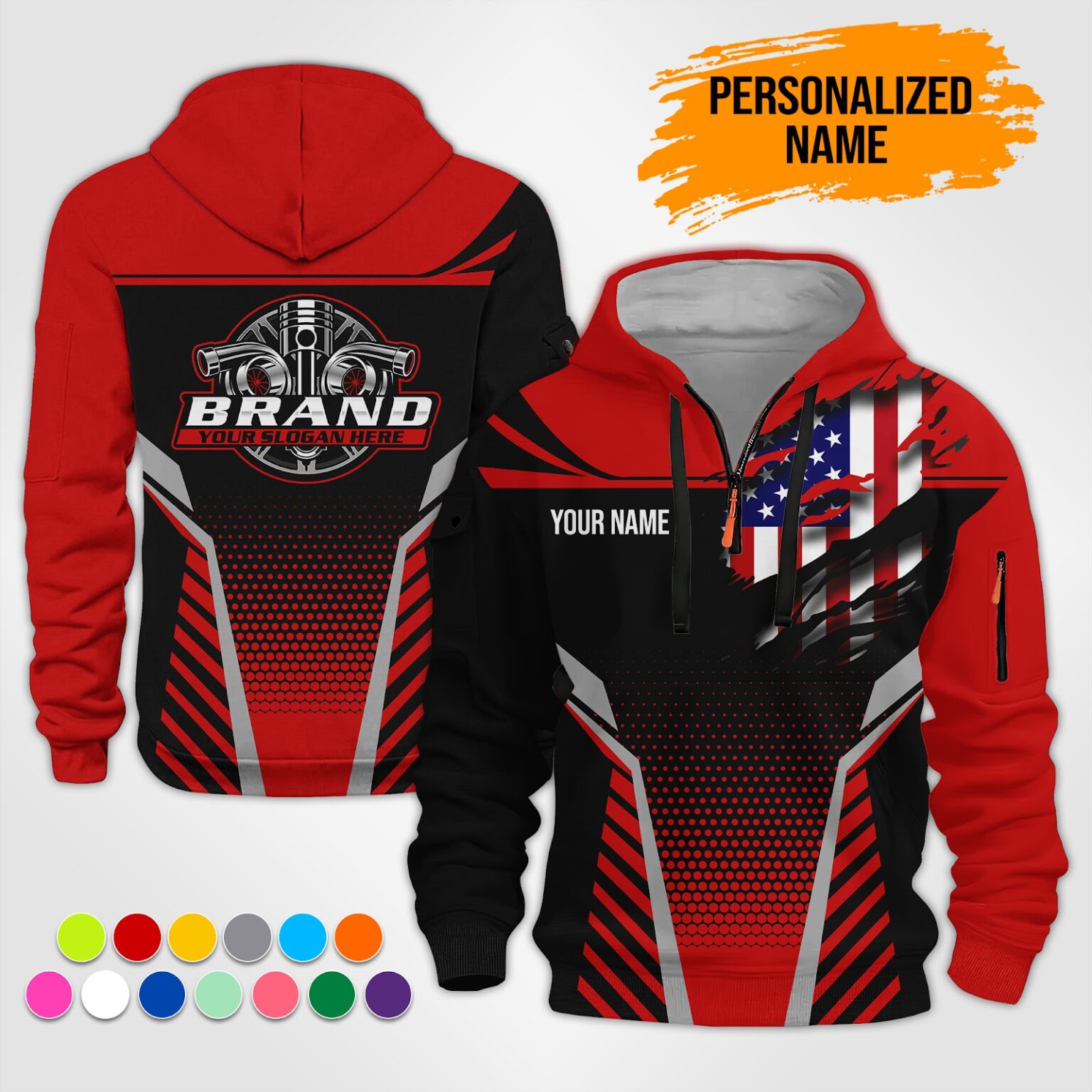 Personalized Name Turbo 3D Printed Quarter Zip Hoodie ST274 – Azfancy
